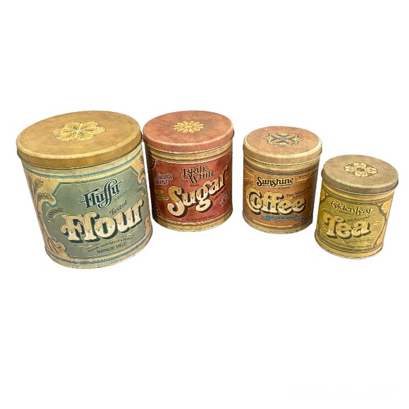 Kitchen | Ballonoff Nesting Tin Canister Set Of 4 Vintage 197s Usa ...